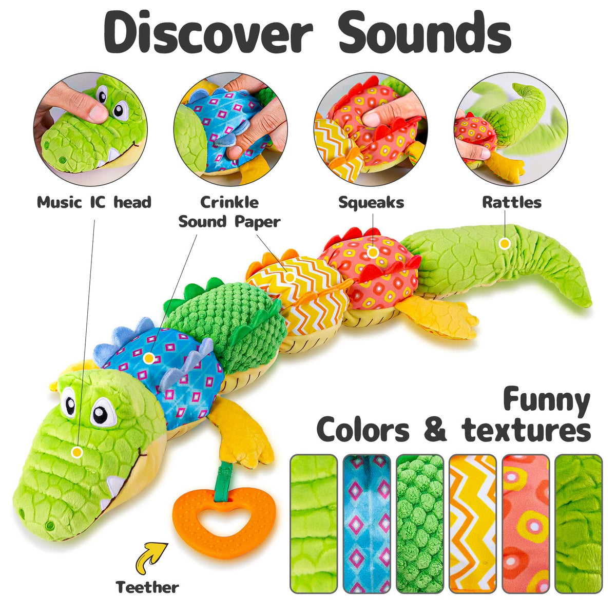 The Cuddle Croc, Musical Stuffed Infant Activity Toy with Teether, Rat ...